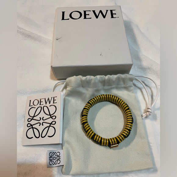 Loewe | Jewelry | Loewe Yellow Braided Leather Bangle Bracelet | Poshmark